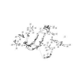 cadre Kymco Super9 ac o.m 2 temps noir mat Rouge